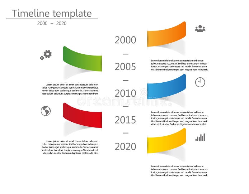 Timeline Infographic Template with 5 Color Pieces and Icons. Stock ...