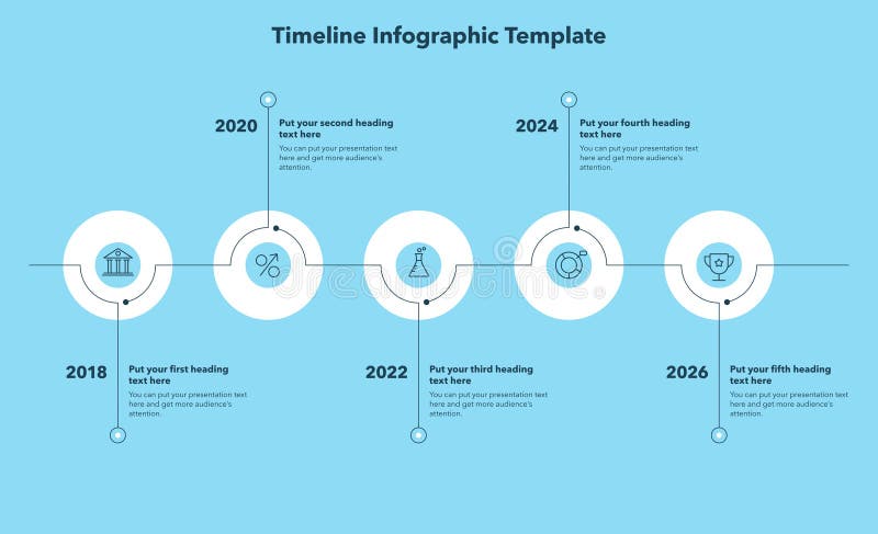 Timeline Infographic Template with Five Stages - Blue Version Stock ...