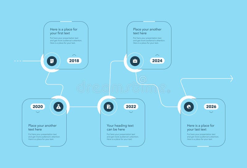 Timeline Infographic Template with Five Steps - Blue Version Stock ...