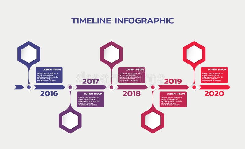 Timeline Infographic Template with Hexagons, Years and Text. Process ... Timeline Infographic Template with Hexagons, Years and Text. Process ...