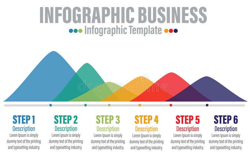 Timeline Infographic Template with 6 Steps, 6 Option 6 Dot Steps and ...