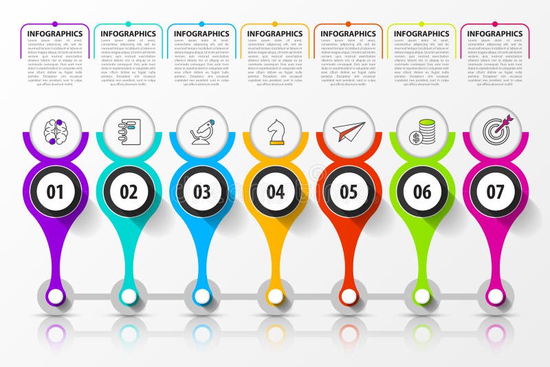 Timeline Infographic Template with 7 Steps. Vector Stock Vector ...