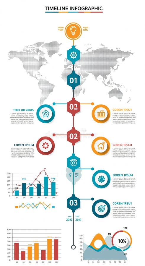 Timeline Infographic with Three Main Milestones Marked As "01", "02 ...
