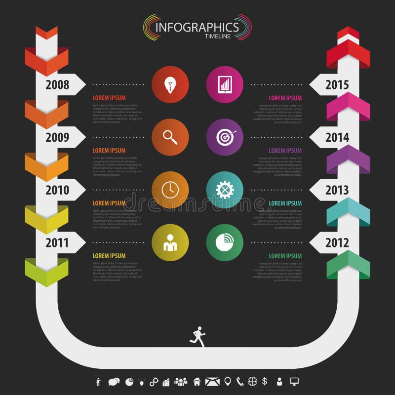 Timeline Infographic, Vector Design Template. Black Stock Vector ...