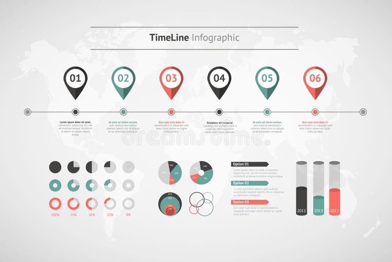 Timeline Infographic. World Map Stock Illustration - Illustration of ...