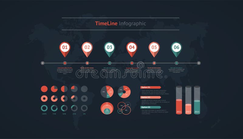 Timeline Infographic. World Map Stock Vector - Illustration of data ...