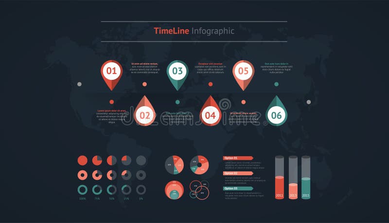 Timeline Infographic. World Map Stock Vector - Illustration of doodles ...