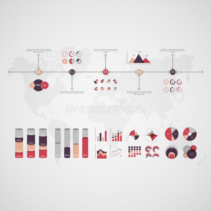 Timeline Infographic. World Map Stock Vector - Illustration of light ...