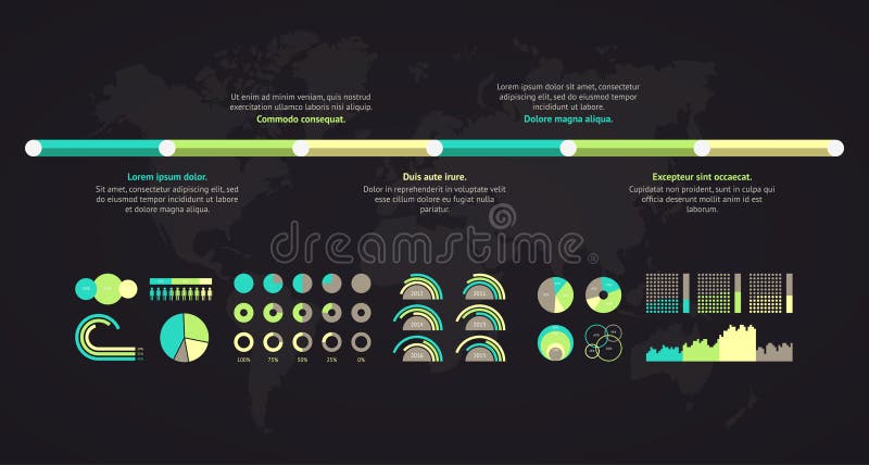 Timeline Infographic. World Map Stock Vector - Illustration of bubbles ...