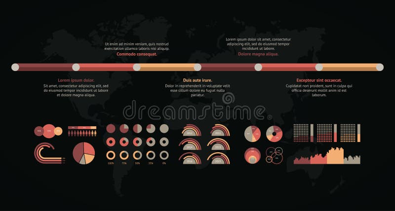 Timeline Infographic. World Map Stock Vector - Illustration of bubbles ...
