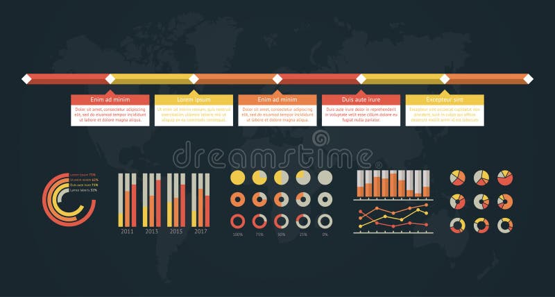 Timeline Infographic. World Map Stock Illustration - Illustration of ...