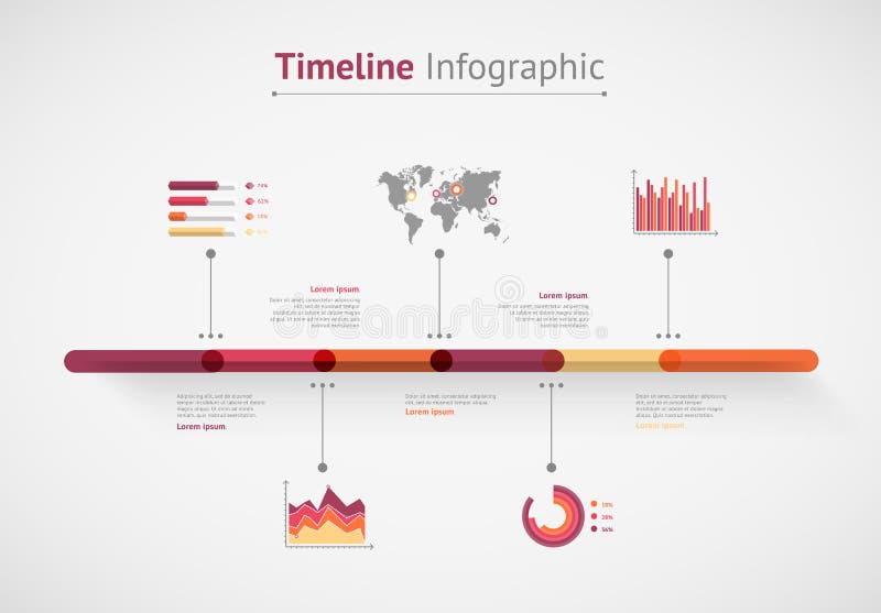 Timeline Infographic. World Map Stock Vector - Illustration of computer ...