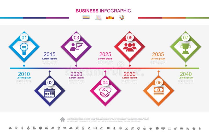 Timeline Infographics Business Success Concept with Graph. No6 Stock ...