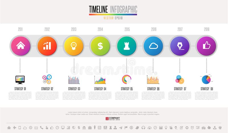 Timeline Infographics Design Template Editorial Image - Illustration of ...