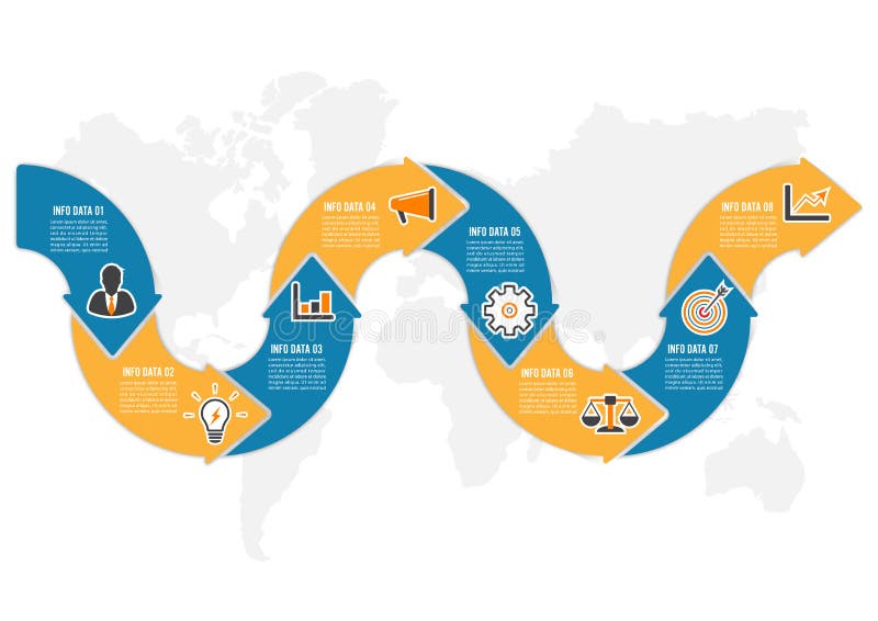 Timeline Infographics Design Template with 8 Options, Process Diagram ...