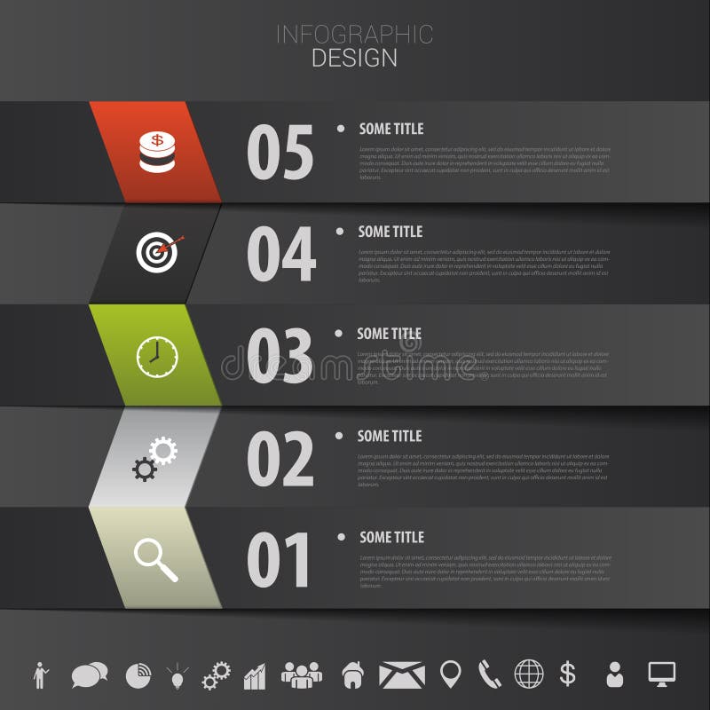 Timeline Infographics, Elements with Icons. Vector Black Stock Vector ...