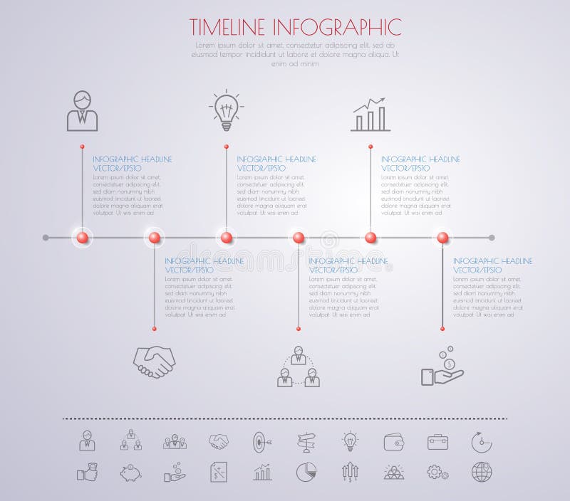 Timeline Infographics with Icons Set. Stock Vector - Illustration of ...