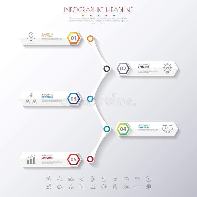 Timeline Infographics with Icons Set. Stock Vector - Illustration of ...