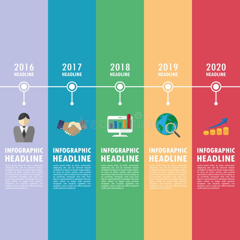 Timeline Infographics with Icons Set. Stock Vector - Illustration of ...