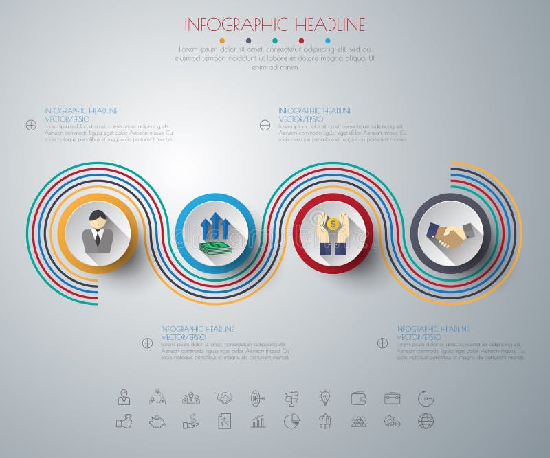 Timeline Infographics with Icons Set. Vector. Illustration. Stock ...