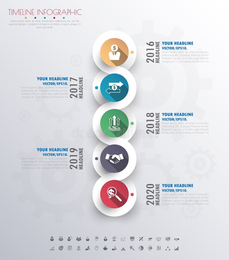 Timeline Infographics with Icons Set. Vector. Illustration. Stock ...