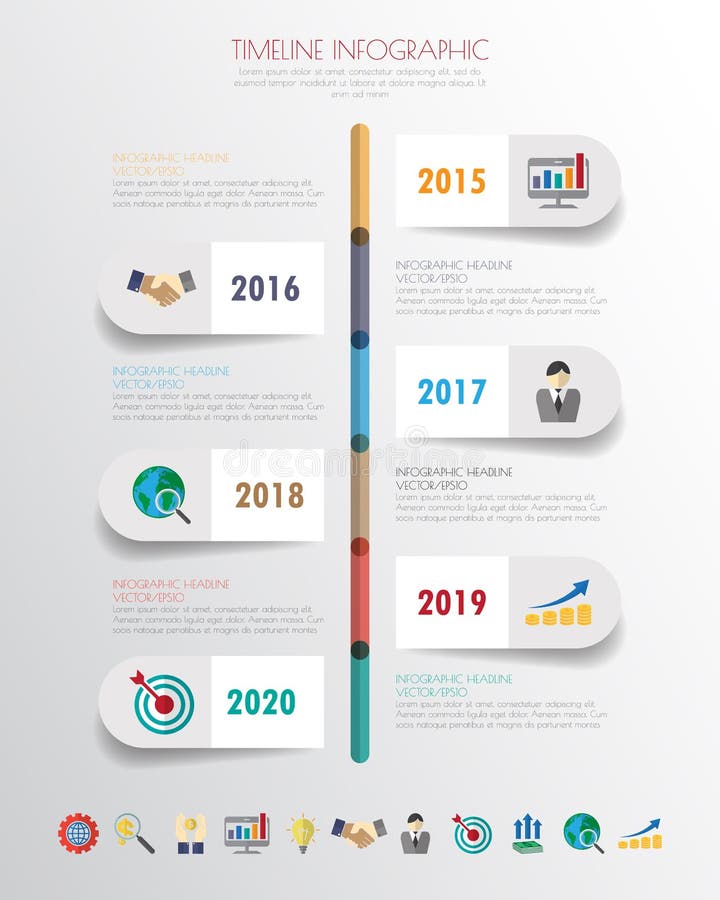 Timeline Infographics with Icons Set. Vector. Illustration. Stock ...