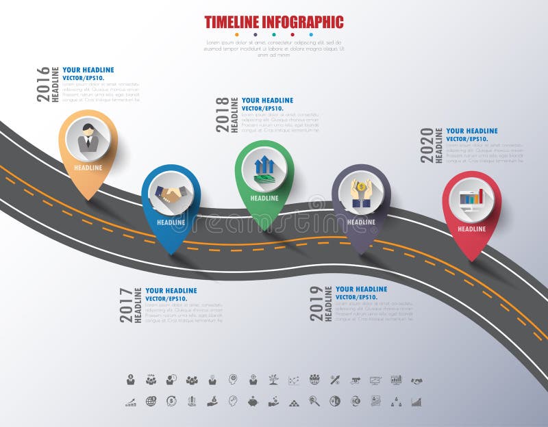 Timeline Infographics with Icons Set. Vector. Illustration. Stock ...
