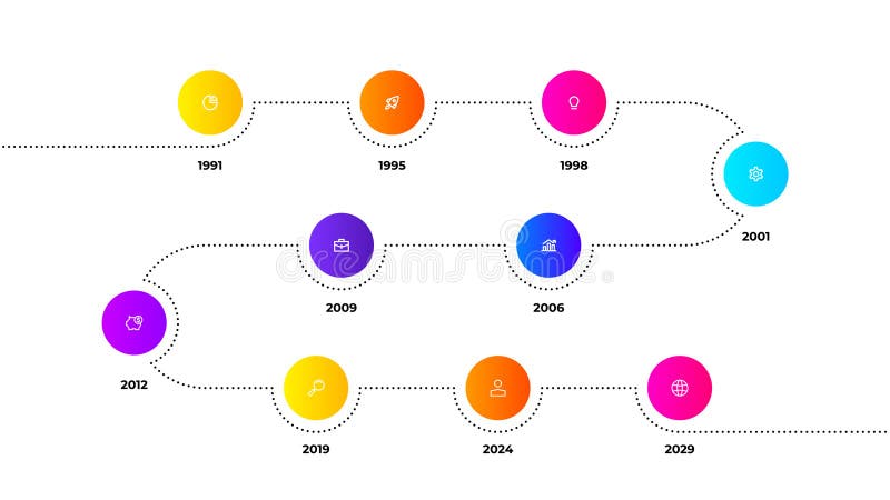 Timeline Infographics Template with 10 Circles. Concept of Business ...
