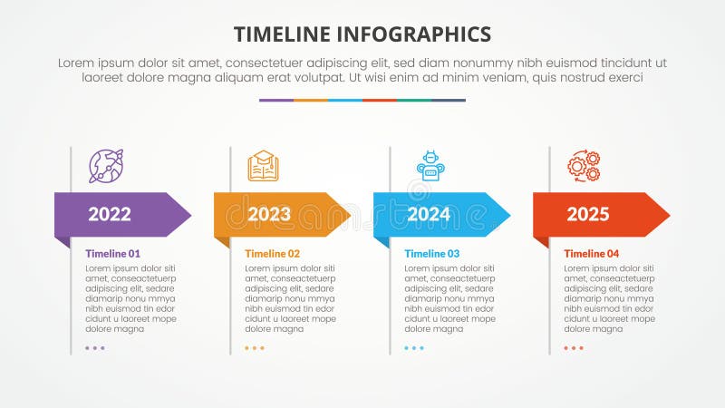 Timeline Milestone Infographic Concept With Arrow Header Badge Ribbon Shape For Slide