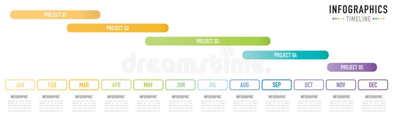 Timeline 12 Months Infographic for Business Presentation Stock Vector ...