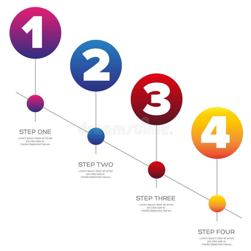 Timeline - One Two Three Four Progress Bar Label Stock Vector ...