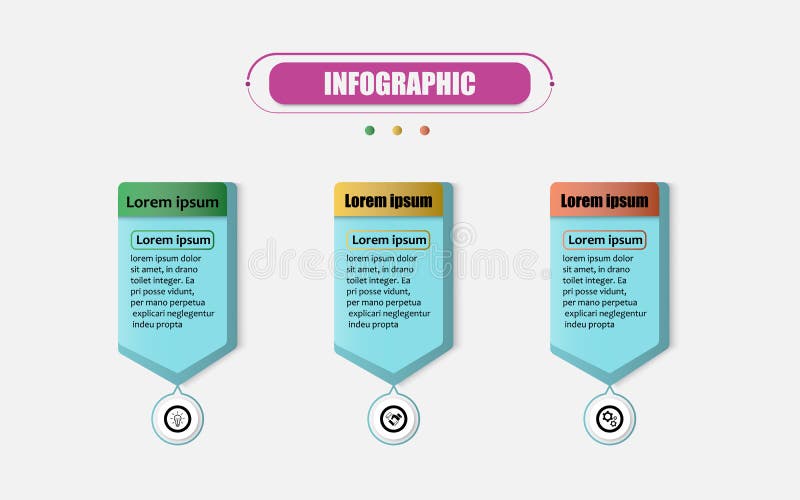 Timeline 3 Point Banner Elements and Numbers. Circle Presentation ...