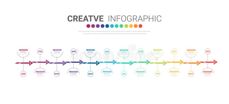 Timeline Presentation for 12 Months, 1 Year, Calendar Design Vector and ...