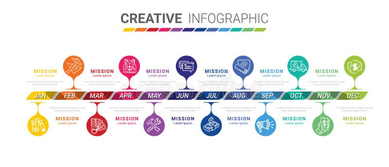 1 Year, Timeline Infographics Design Vector and Presentation Business ...