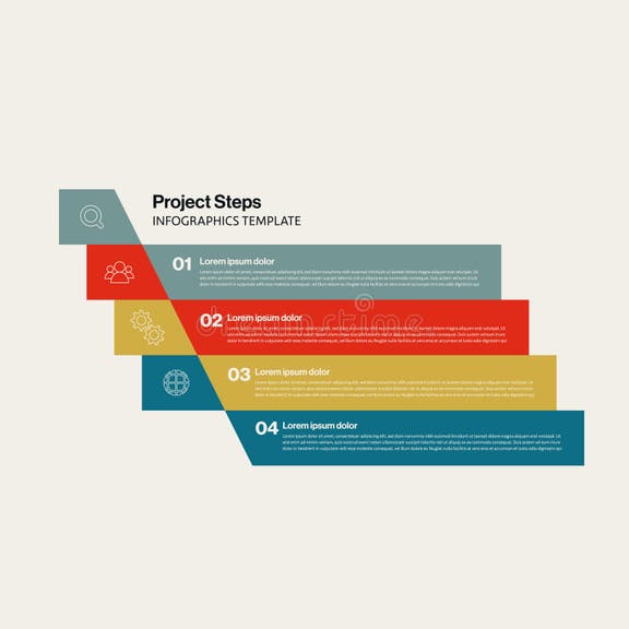 Timeline Project Steps Infographics Template with Long Rectangular ...