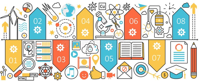 Timeline Set of Infographics for Business Presentation with Science ...