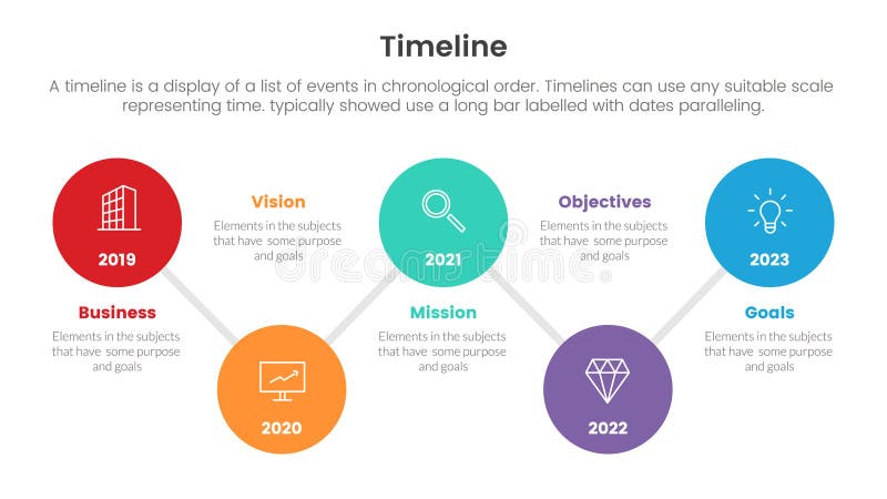 Timeline Set of Point Infographic with Connected Circle Up and Down ...