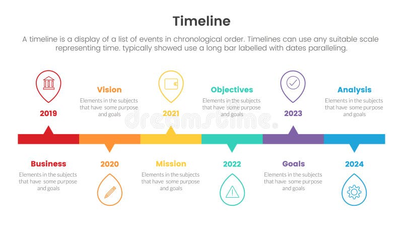 Timeline Set of Point Infographic with Long Rectangle Box and Small ...