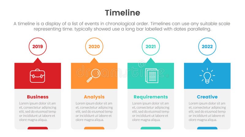 Timeline Set of Point Infographic with 4 Point Stages and Box and ...