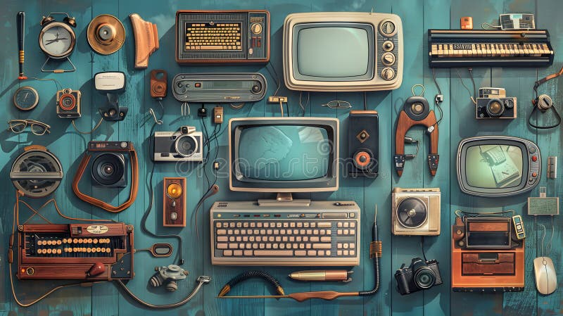 A Timeline Showing the Evolution of Technology. Stock Illustration ...