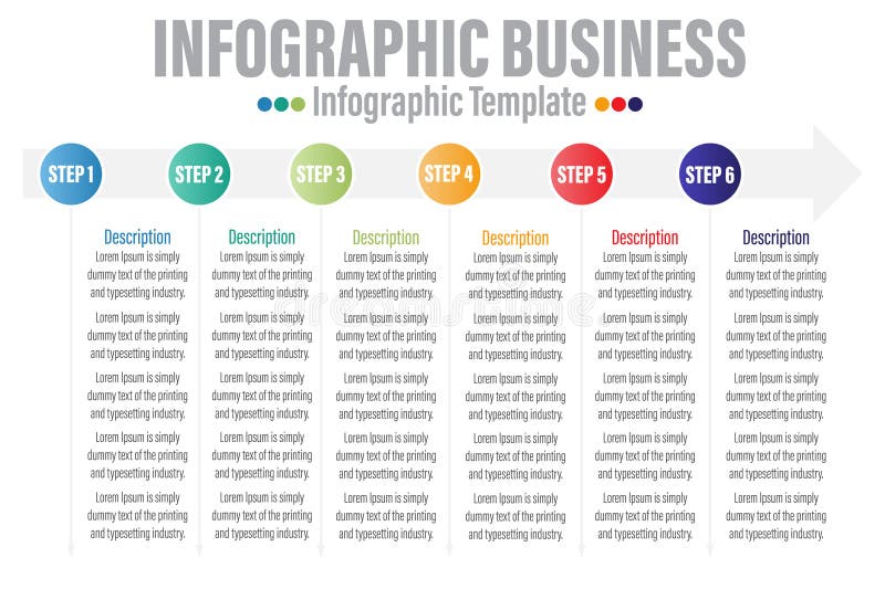 Timeline 6 Steps, Six 6 Option Shape Table Chart Elements with Steps ...