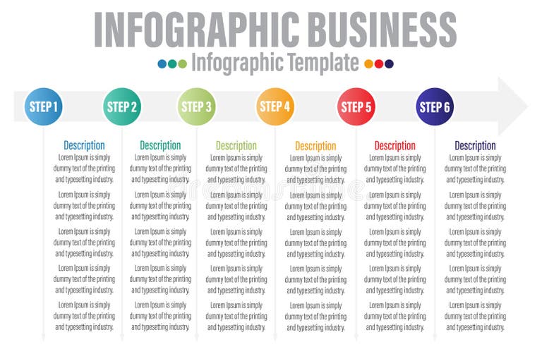 Timeline 6 Steps, Six 6 Option Shape Table Chart Elements with Steps ...