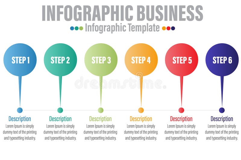 Timeline 6 Steps, Six 6 Option Shape Table Chart Elements with Steps ...
