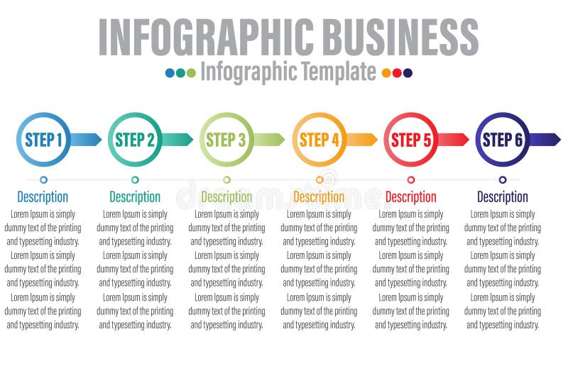 Timeline 6 Steps, Six 6 Option Shape Table Chart Elements with Steps ...