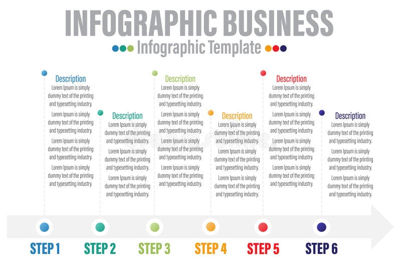 Timeline 6 Steps, Six 6 Option Shape Table Chart Elements with Steps ...