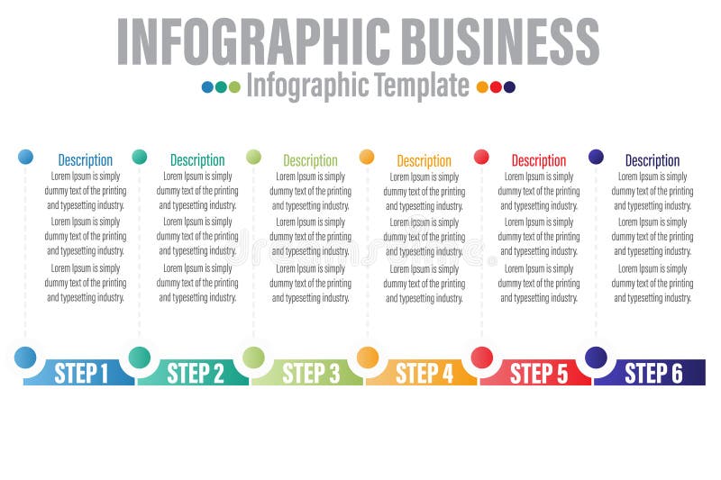 Timeline 6 Steps, Six 6 Option Shape Table Chart Elements with Steps ...
