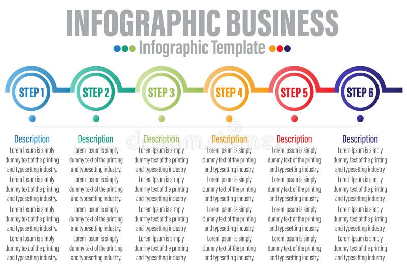 Timeline 6 Steps, Six 6 Option Shape Table Chart Elements with Steps ...