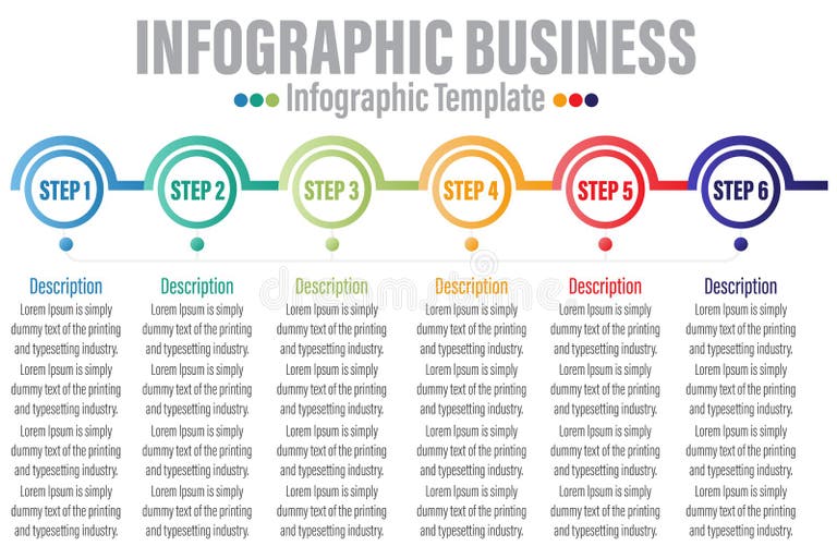 Timeline 6 Steps, Six 6 Option Shape Table Chart Elements with Steps ...
