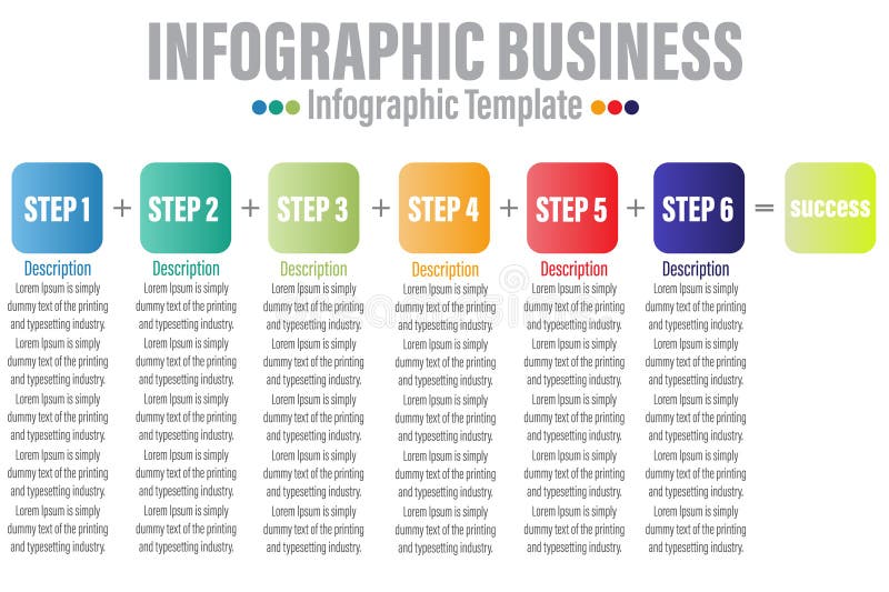 Timeline 6 Steps, Six 6 Option Shape Table Chart Elements with Steps ...
