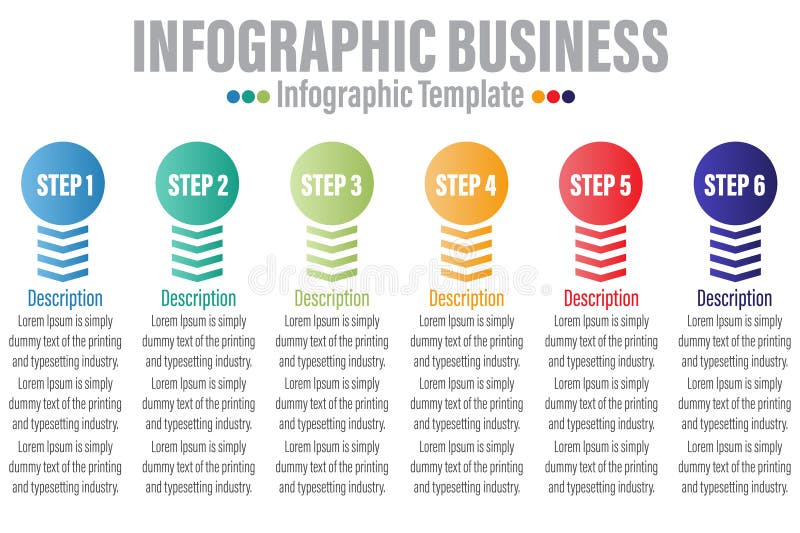 Timeline 6 Steps, Six 6 Option Shape Table Chart Elements with Steps ...